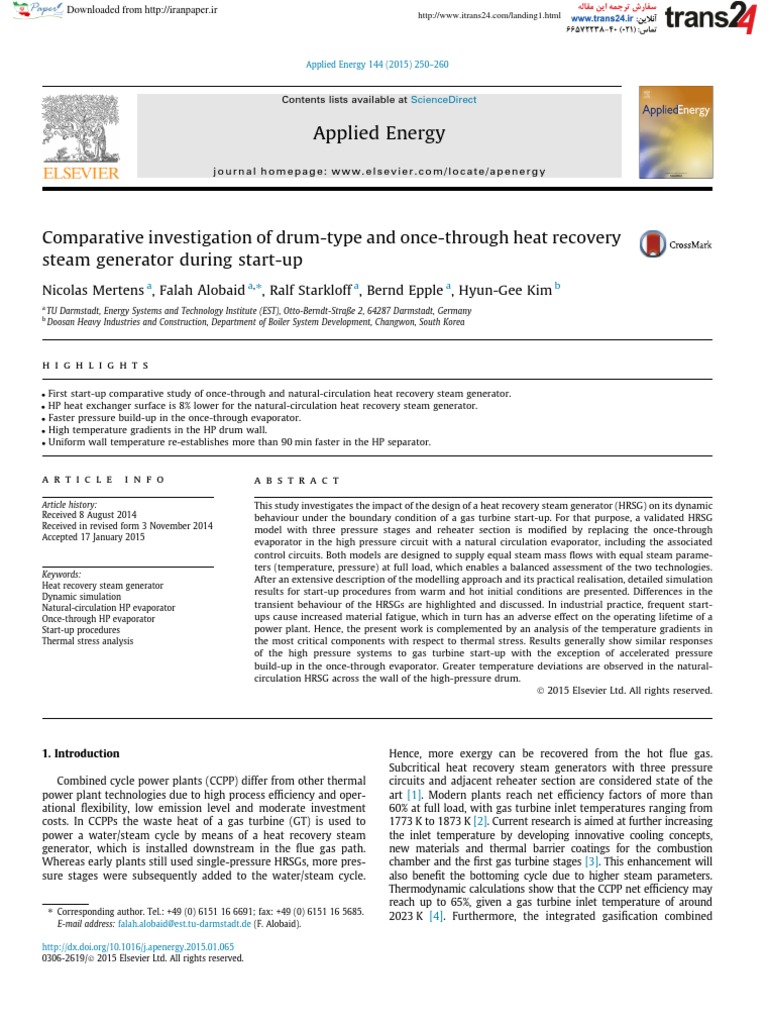 Comparative Investigation of Drum-Type and Once-Through Heat Recovery ...