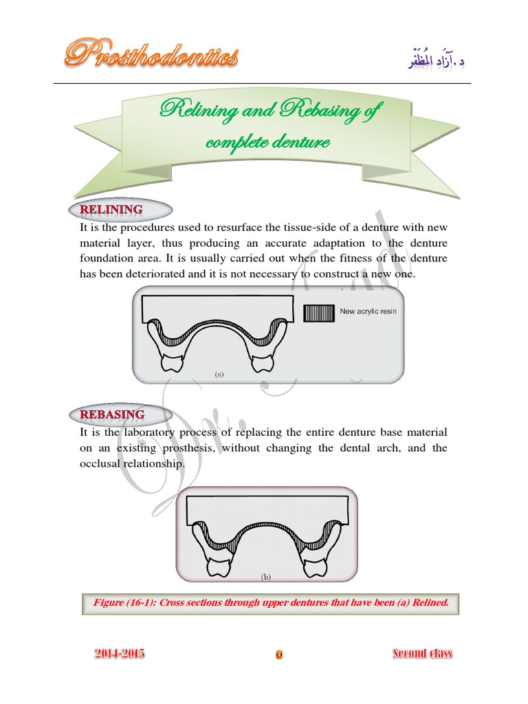 Relining and Rebasing of Complete Denture | PDF | Dentures | Mouth