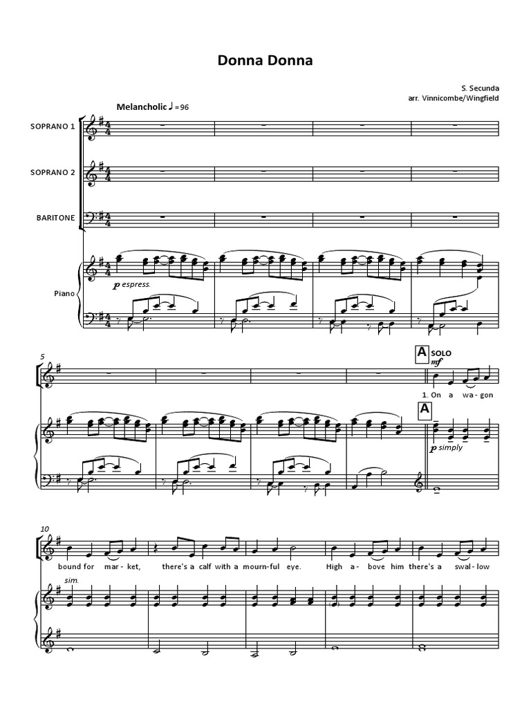 Donna Donna Score Pdf