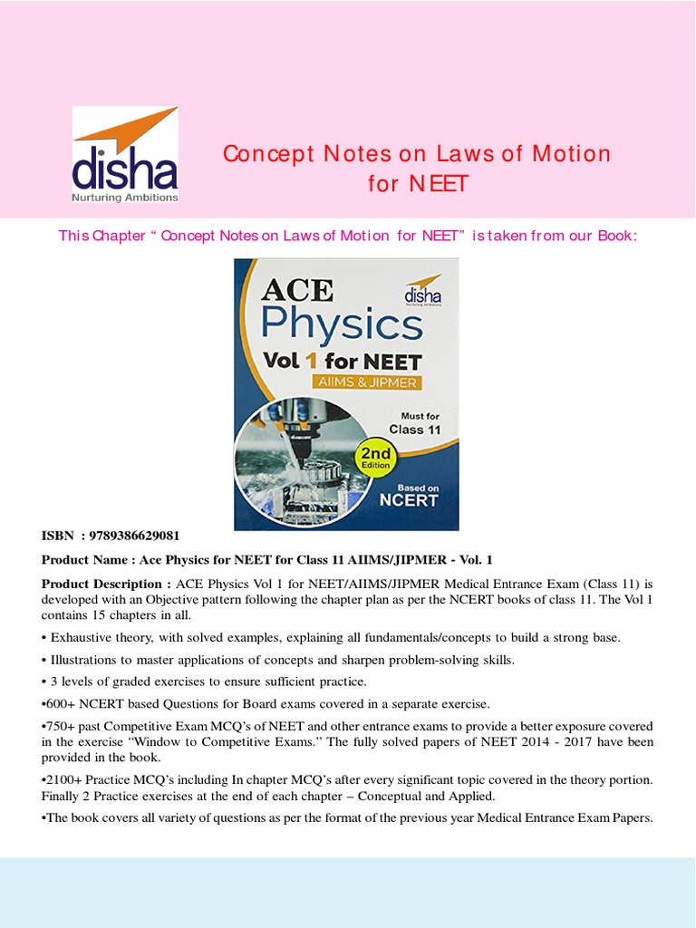 Disha Publication Concept Notes On Laws of Motion For NEET ...