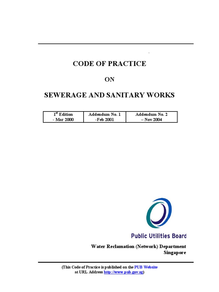 Code of Practice On Sewerage and Sanitary Works | PDF | Sanitary Sewer ...
