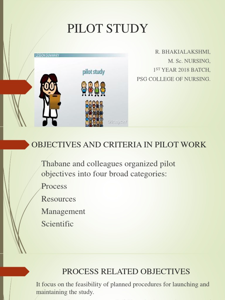 Pilot Study: R. Bhakialakshmi, M. Sc. Nursing, 1 Year 2018 Batch, PSG ...