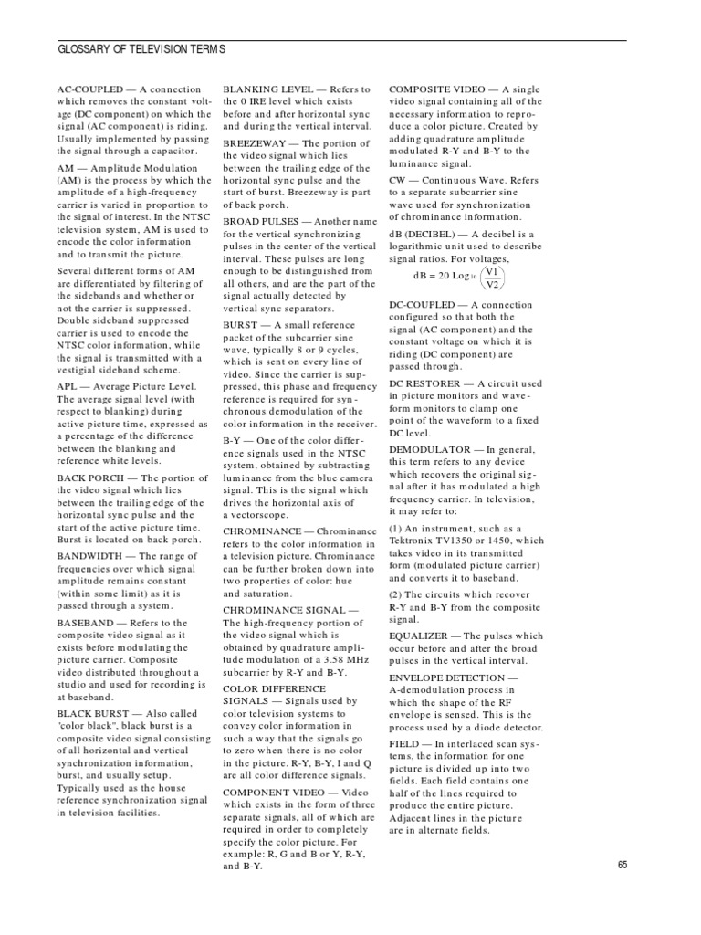 TV Dictionary | PDF | Video | Media Technology
