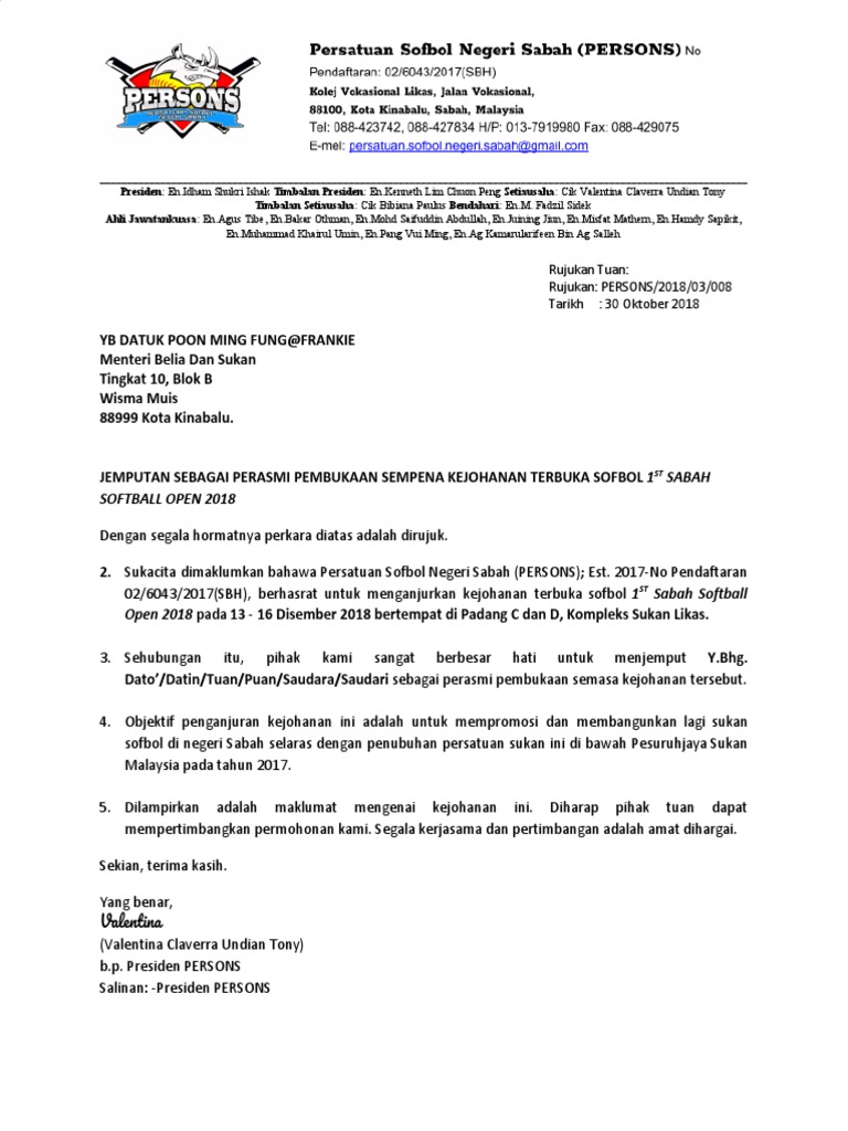 PERSONS Jemputan Perasmi-VVIP (Pembukaan) | PDF