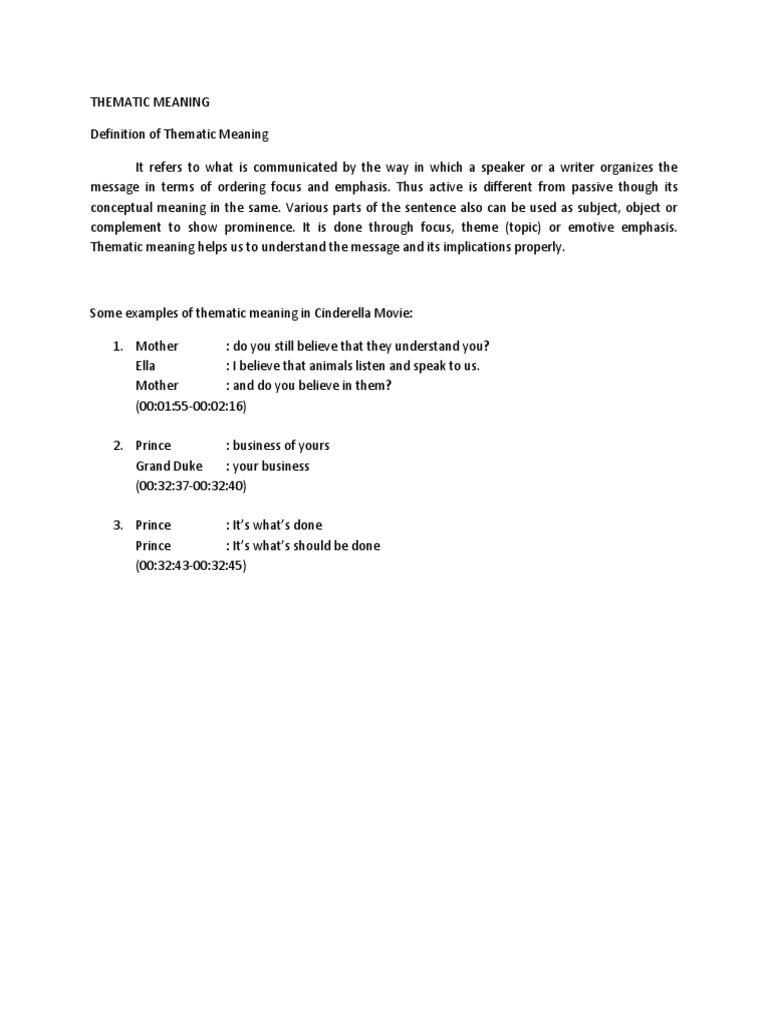 Analysis of Thematic Meaning in Cinderella Movie | PDF | Self-Improvement