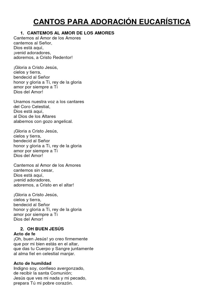 Cantos Para Adoración Al Santísimo Eucaristía Cristo Título