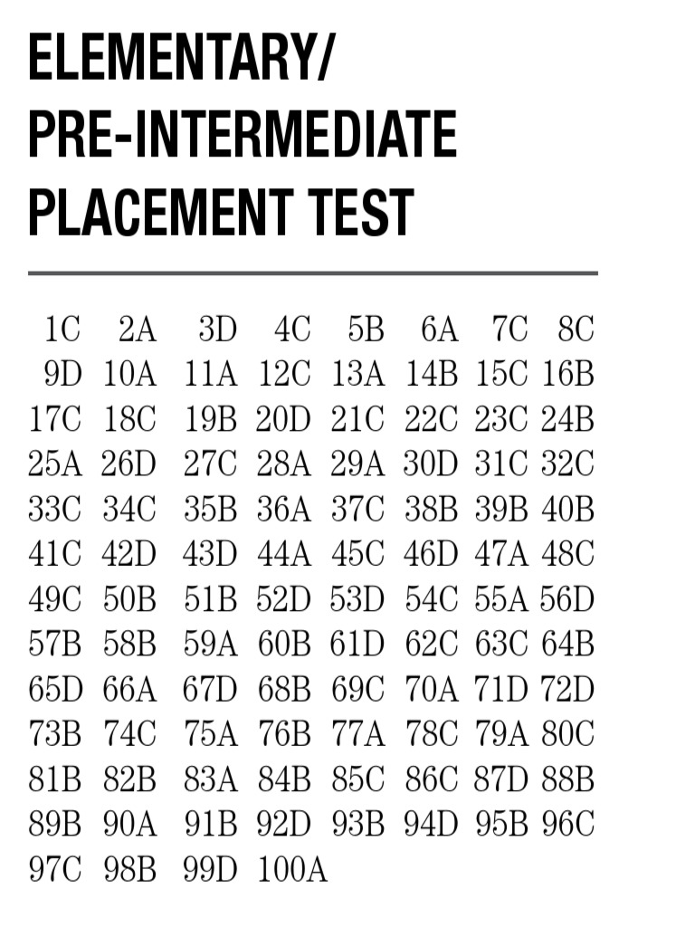 Elementary/ Pre-Intermediate Placement Test | PDF | Nature | Business