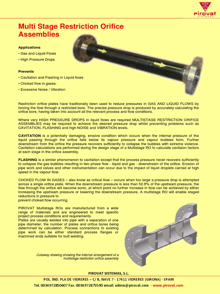 Multi Stage Restriction Orifice Assemblies | PDF | Pipe (Fluid ...
