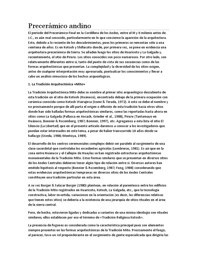Precerámico andino | PDF | Arqueología