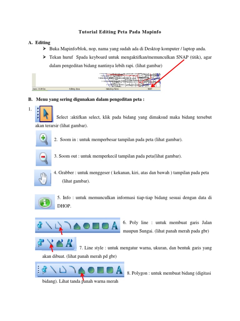 Tutorial Editing Peta Pada Mapinfo | PDF | Metode & Bahan Ajar | Komputer