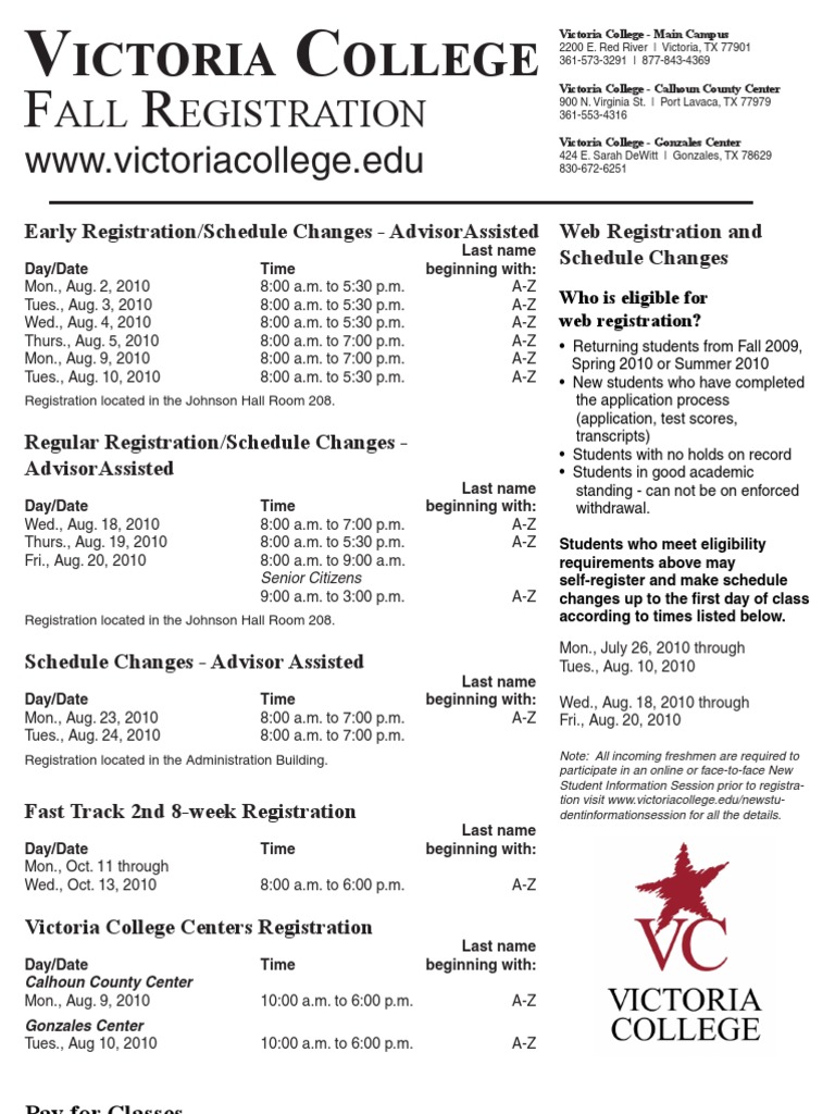 Fall Registration Dates | PDF | Fee | Credit Card