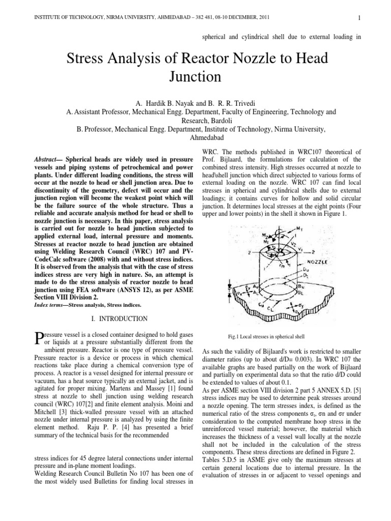 Stress Analysis of Reactor Nozzle To Head | PDF