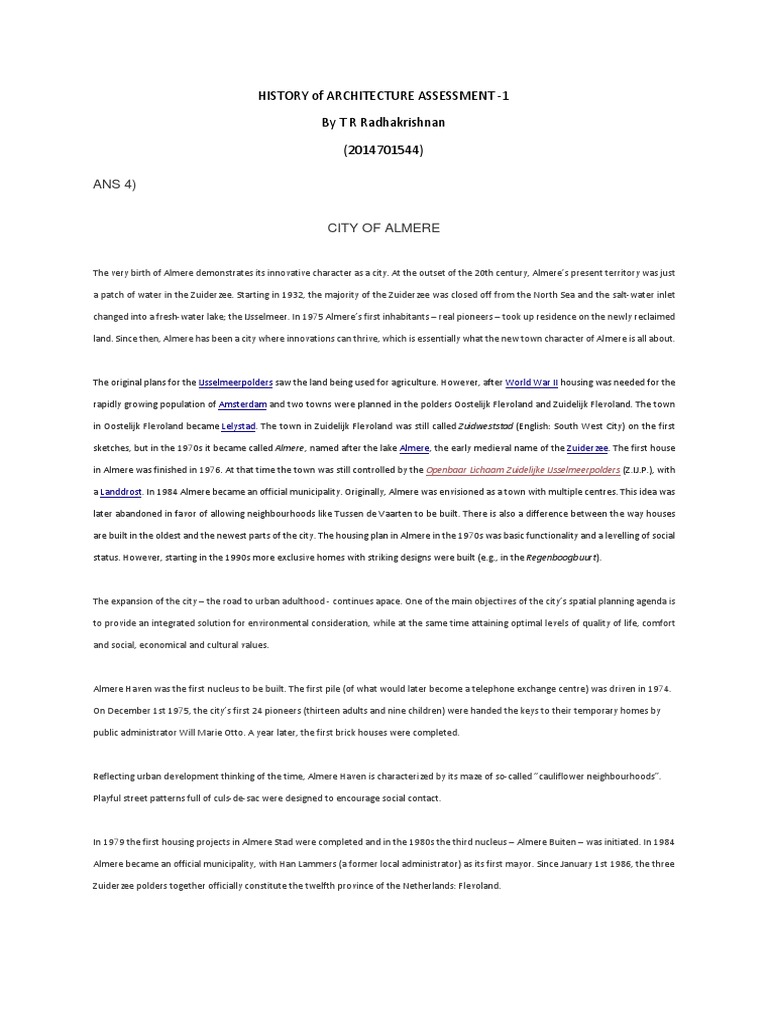 History of Architecture Assessment - 1 by T R Radhakrishnan (2014701544 ...