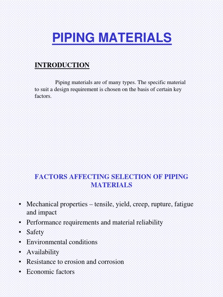 Piping Materials Selection Training | PDF | Alloy | Steel