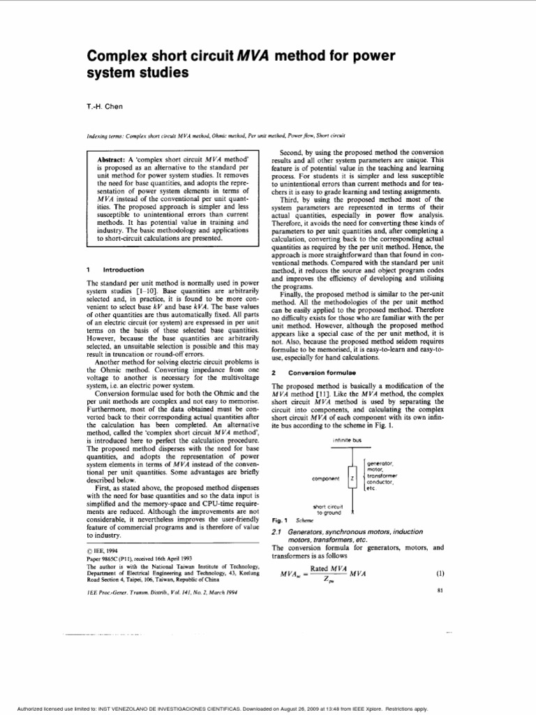 Complex Short Circuit MVA Method For Power PDF | PDF | Electrical Impedance | Electrical Network