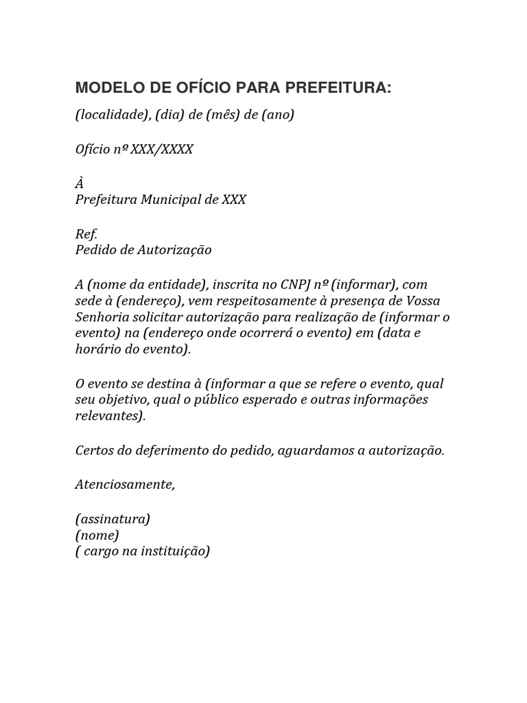 Modelo de Ofício para Prefeitura | PDF | Direito