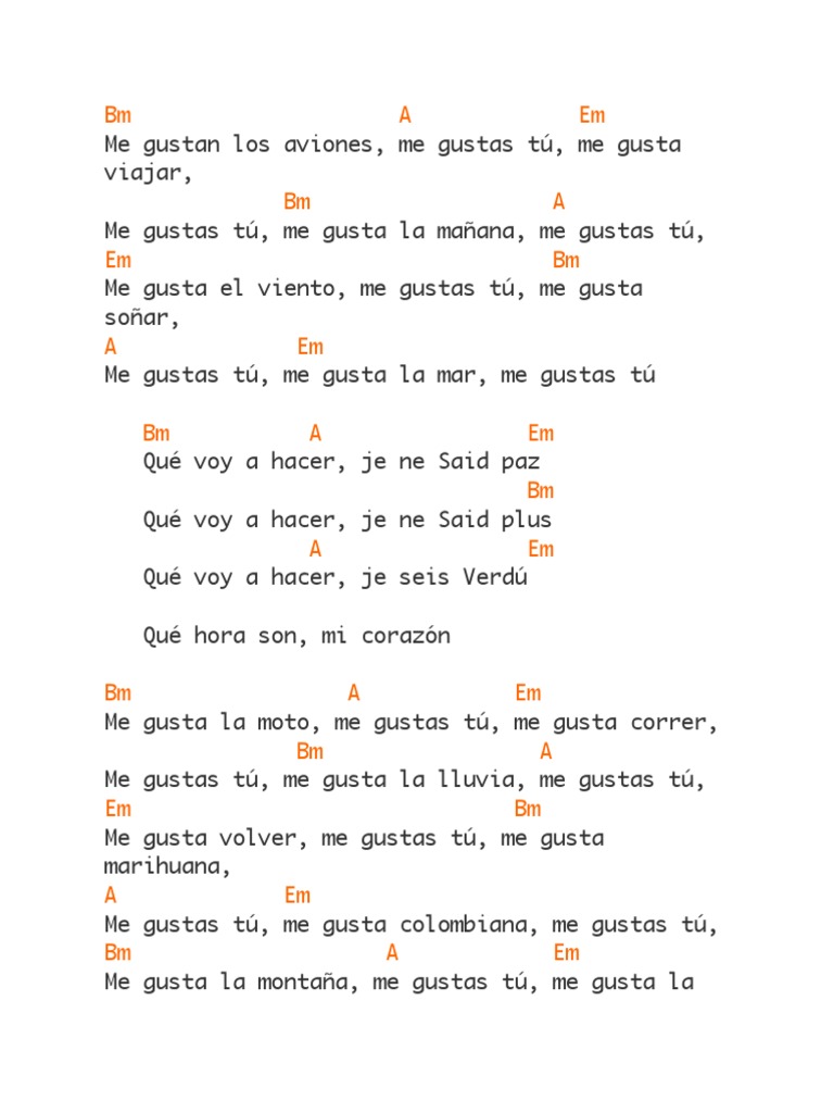 Manu Chao Me Gustas Tú LETRA Y ACORDES PDF | PDF