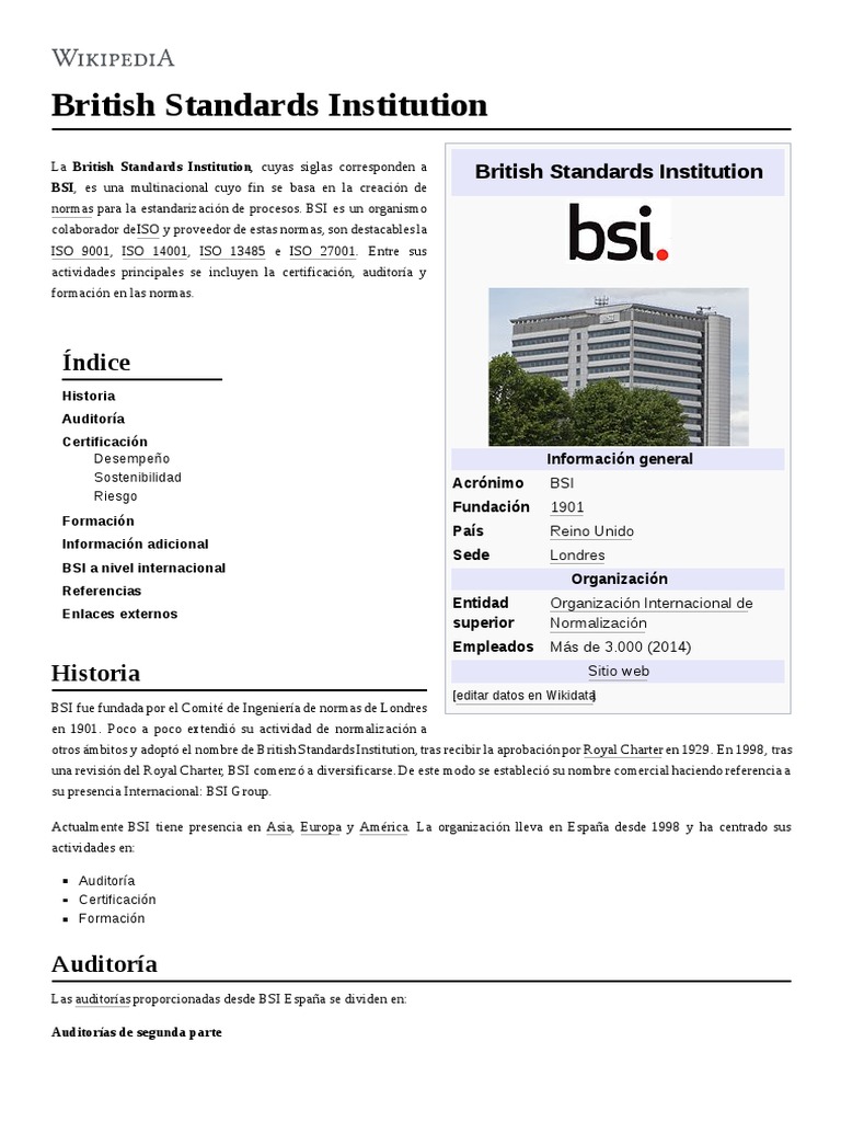 British Standards Institution | PDF | Organización internacional para ...