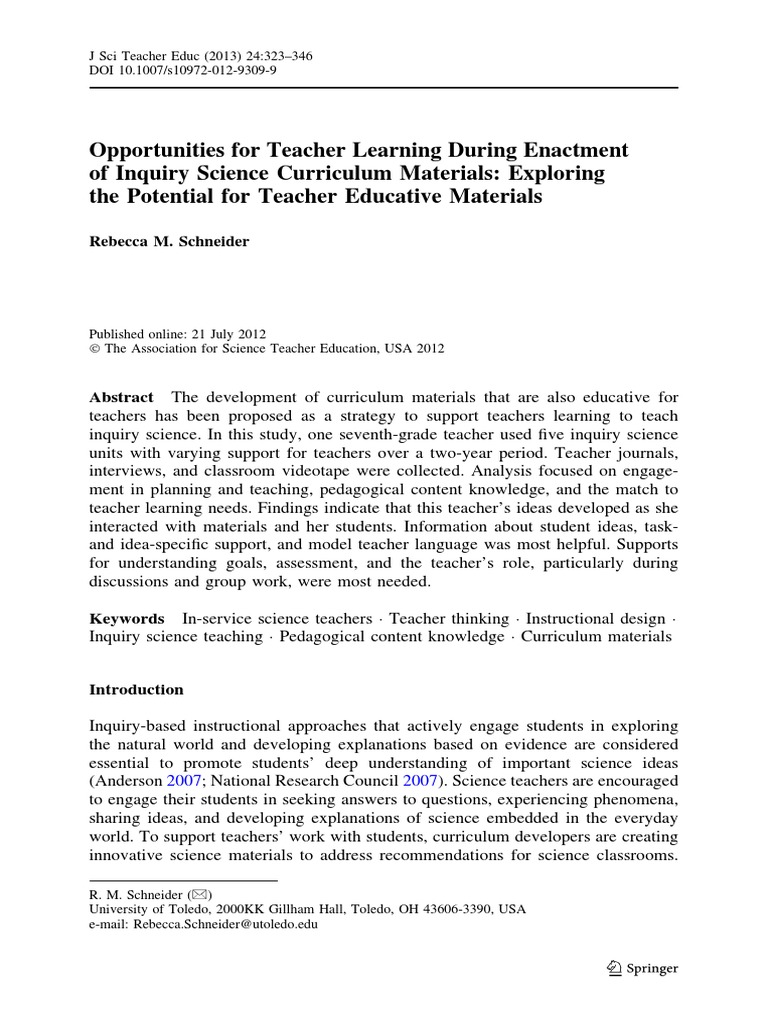 Teaching and Learning | PDF | Science Education | Inquiry Based Learning