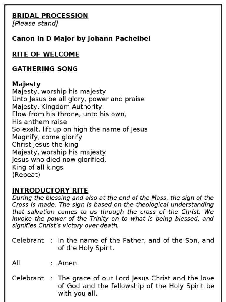 Catholic Wedding Mass Booklet | PDF | Eucharist | Mass (Liturgy)