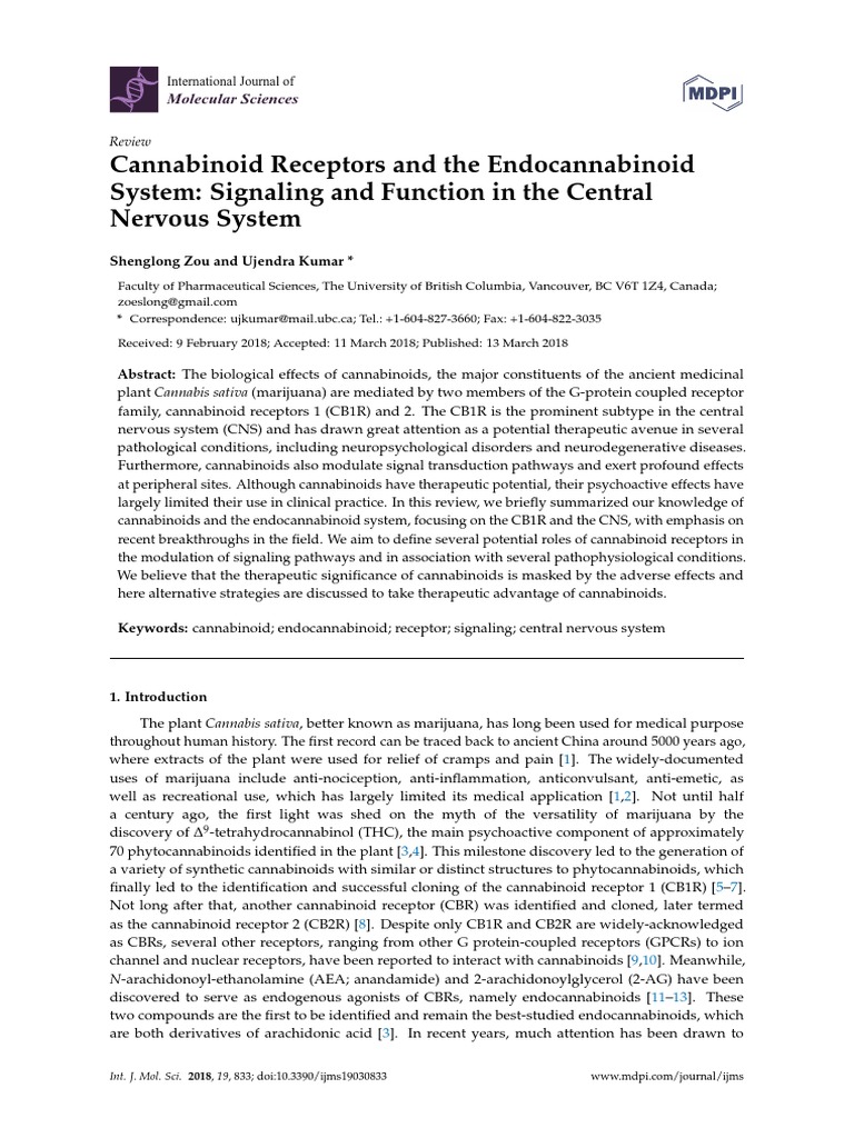 Cannabinoid System | PDF | Chemical Synapse | Mitochondrion