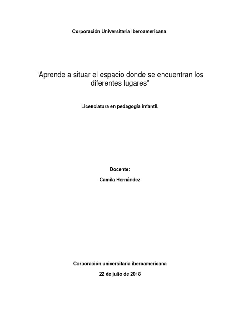 Aprender A Situar Espacios Donde Se Encuentra Los Diferentes Lugares ...
