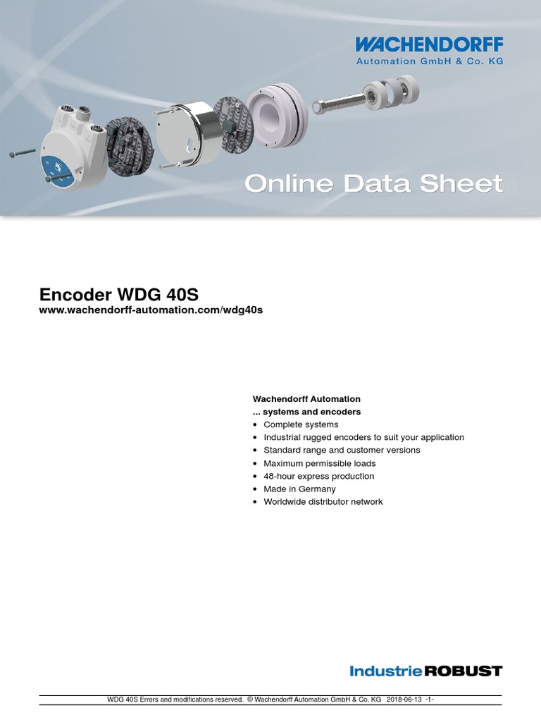 Encoder WDG 40S: Wachendorff Automation ... Systems and Encoders | PDF ...
