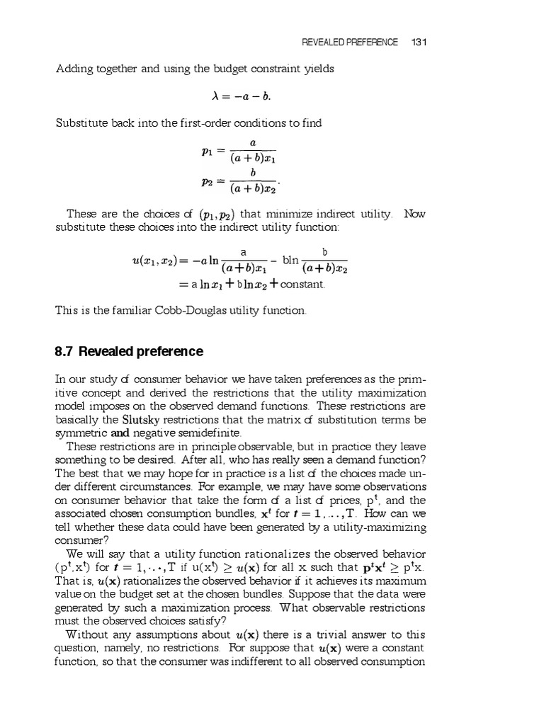 Revealed Preference 131 | PDF | Utility | Demand