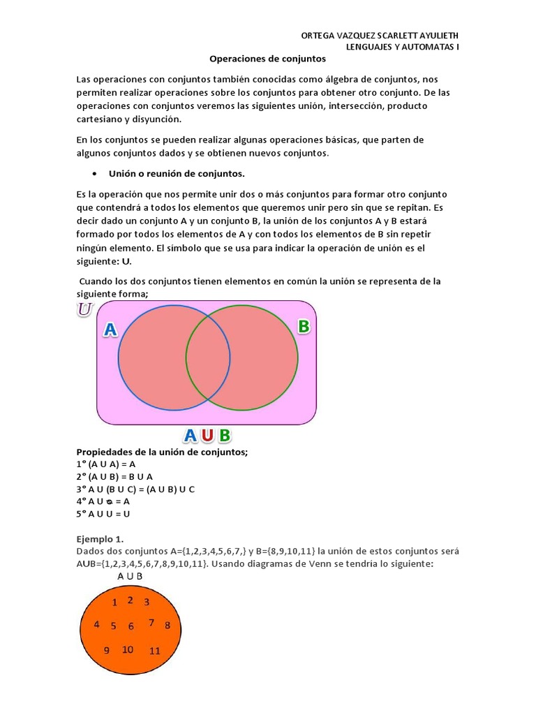 Operaciones Básicas con Conjuntos | PDF | Conjunto (Matemáticas ...