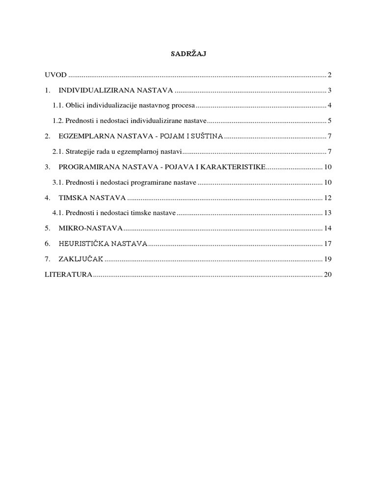 Vrste Nastave Sem Rad | PDF