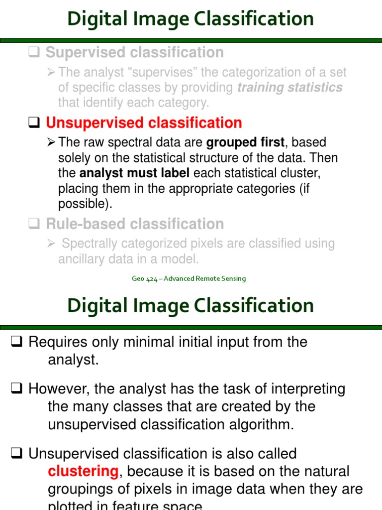 GEO424 Lect15 Unsup and Object Based PDF | PDF | Statistical Classification | Cluster Analysis