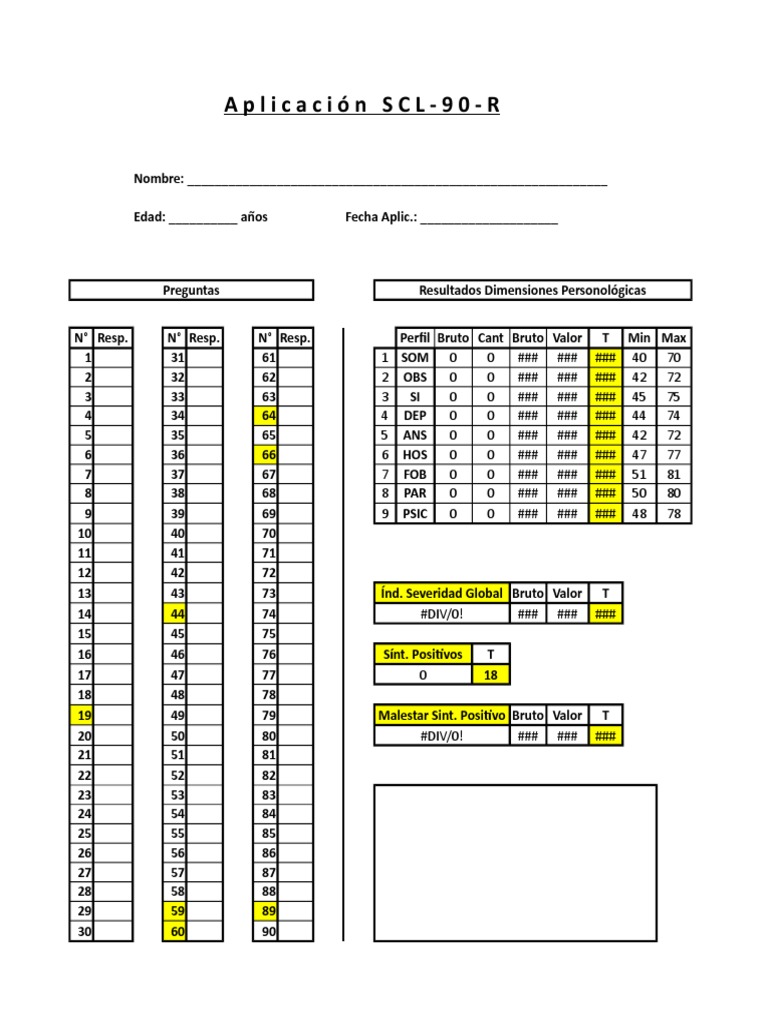 Aplicación SCL 90 R | PDF