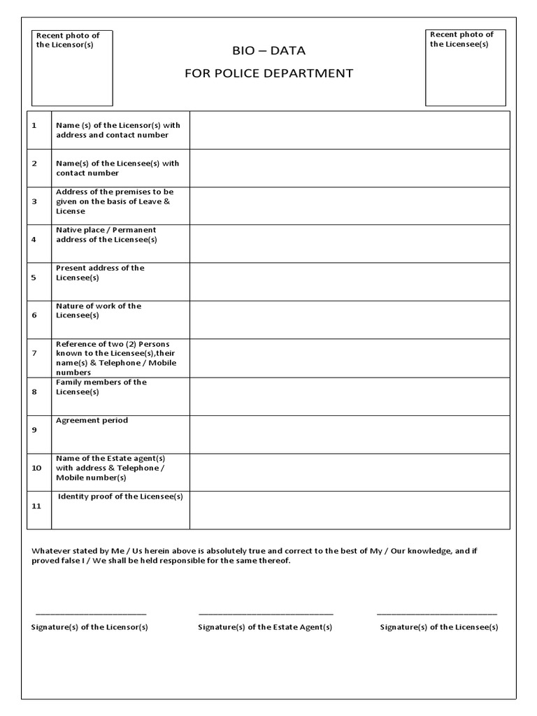 Police Verification Form | PDF