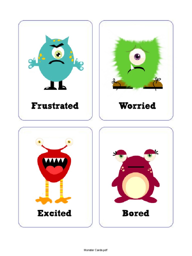 Monster Emotion Cards Printable PDF | PDF