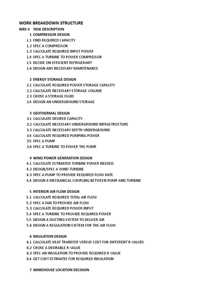 Work Breakdown Structure | PDF | Turbine | Air Conditioning