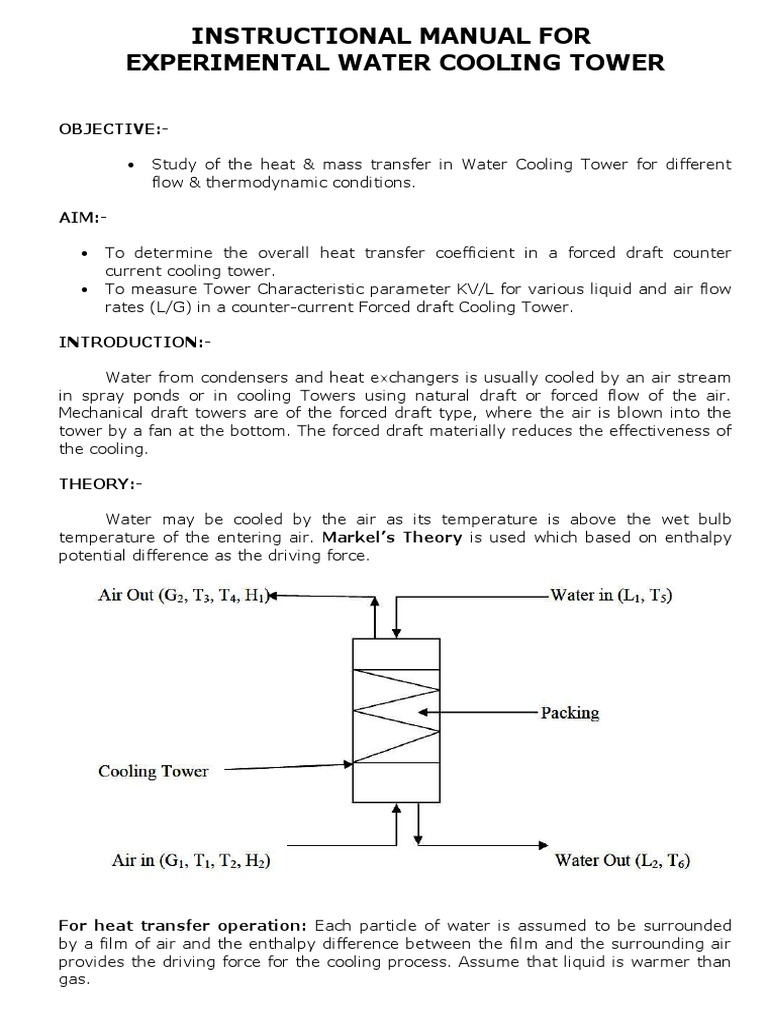 Manual For Experimental Water Cooling Tower Pdf Flow Measurement