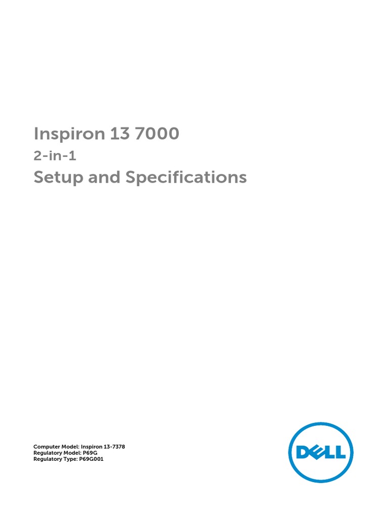 Inspiron 13 7378 2 in 1 Laptop Setup Guide | PDF | Usb | Laptop