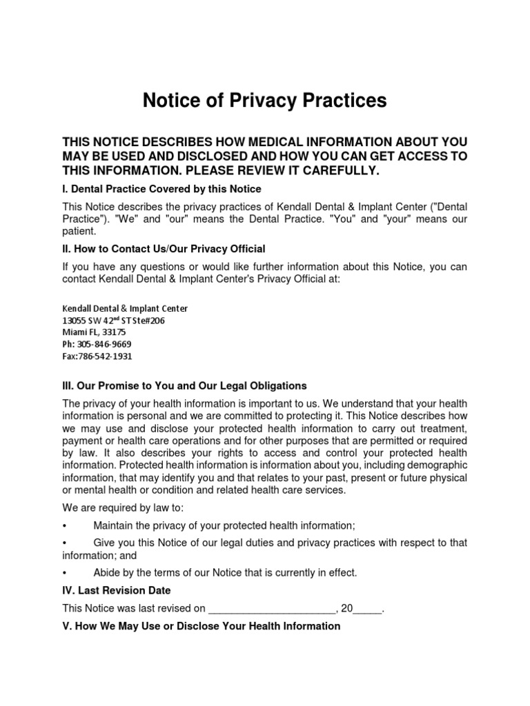 Notice of Privacy Practices | PDF | Health Insurance Portability And ...