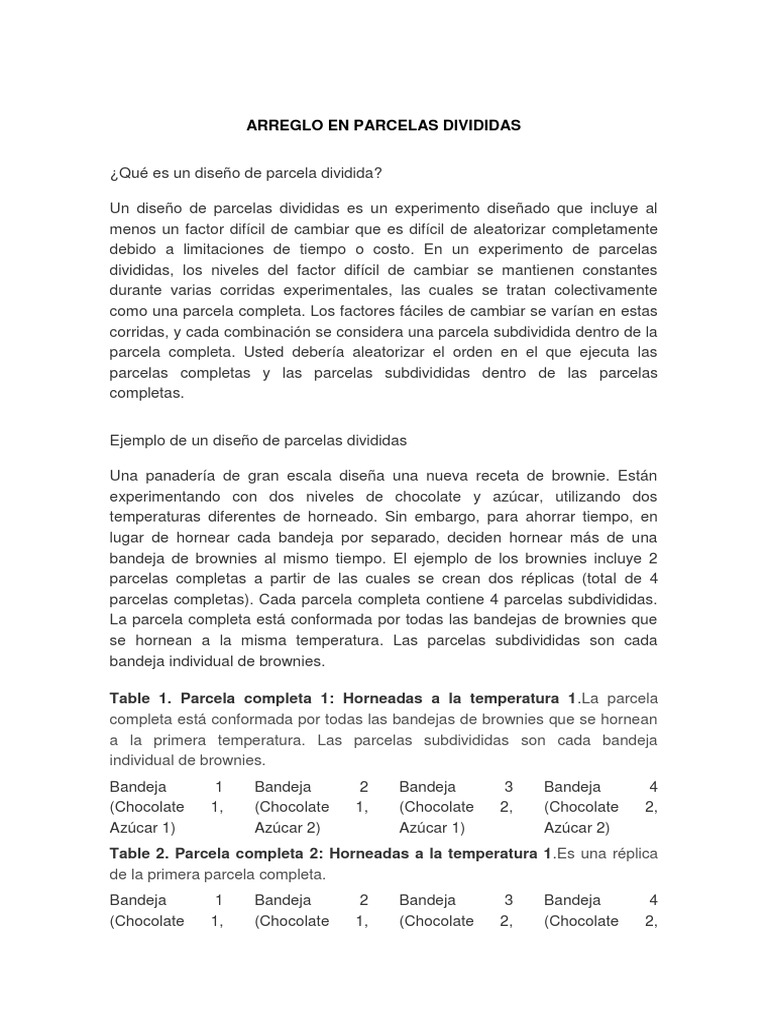Diseño de Parcelas Divididas en Experimentos | PDF | Chocolate | Naturaleza