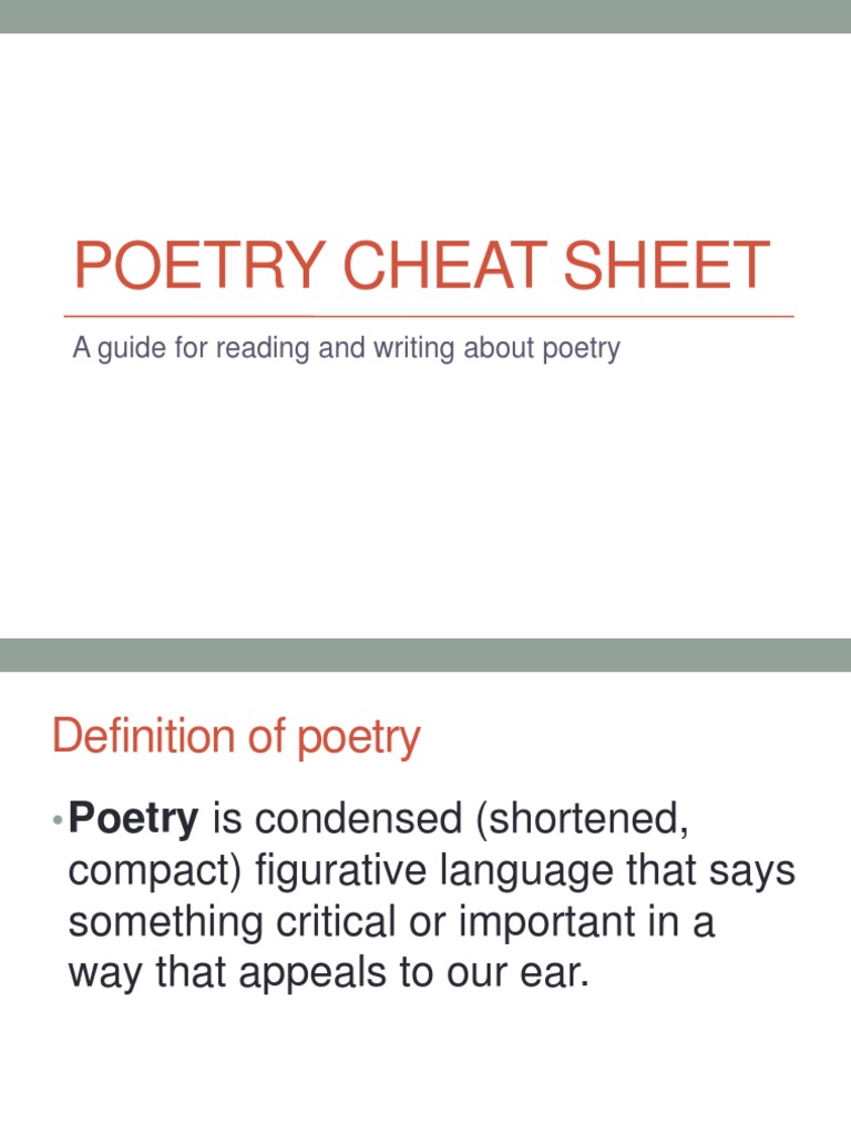 Poetry Cheat Sheet: A Guide For Reading and Writing About Poetry | PDF ...