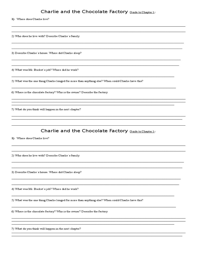 Charlie and The Chocolate Factory: 1) Where Does Charlie Live? | PDF