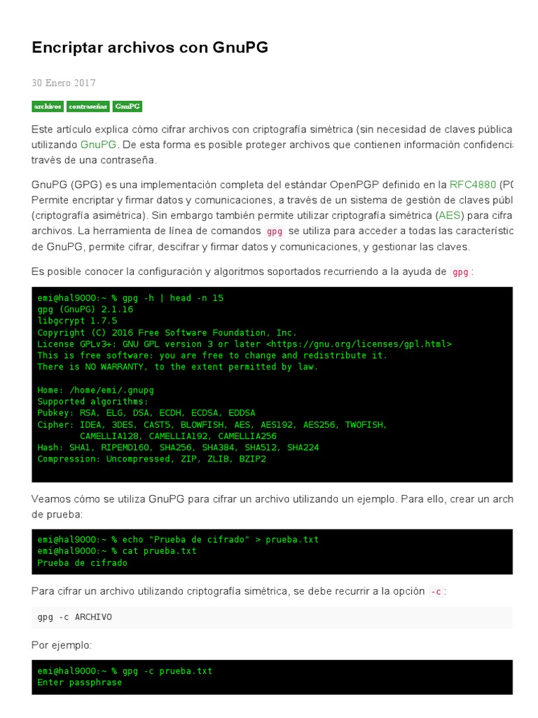 Encriptar Archivos Con GPG | PDF | Comunicación segura | Técnicas de ...