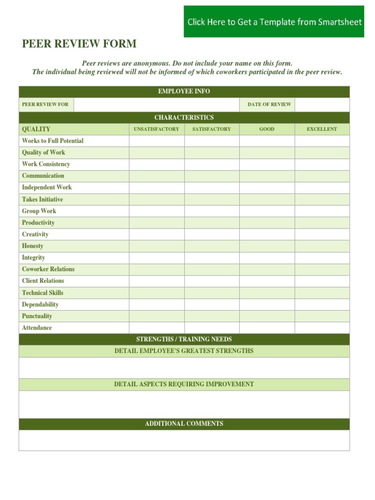 Peer Review Form Template | PDF