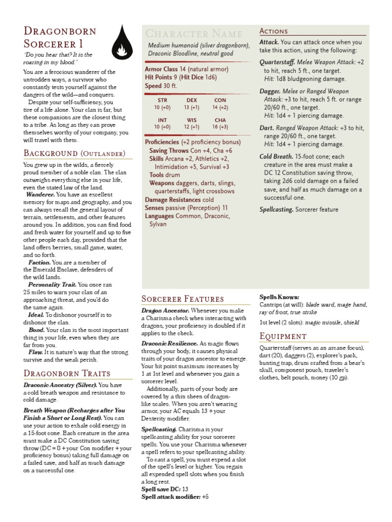 Cold Breath Sorcerer | PDF | Dungeons & Dragons | Gary Gygax Games