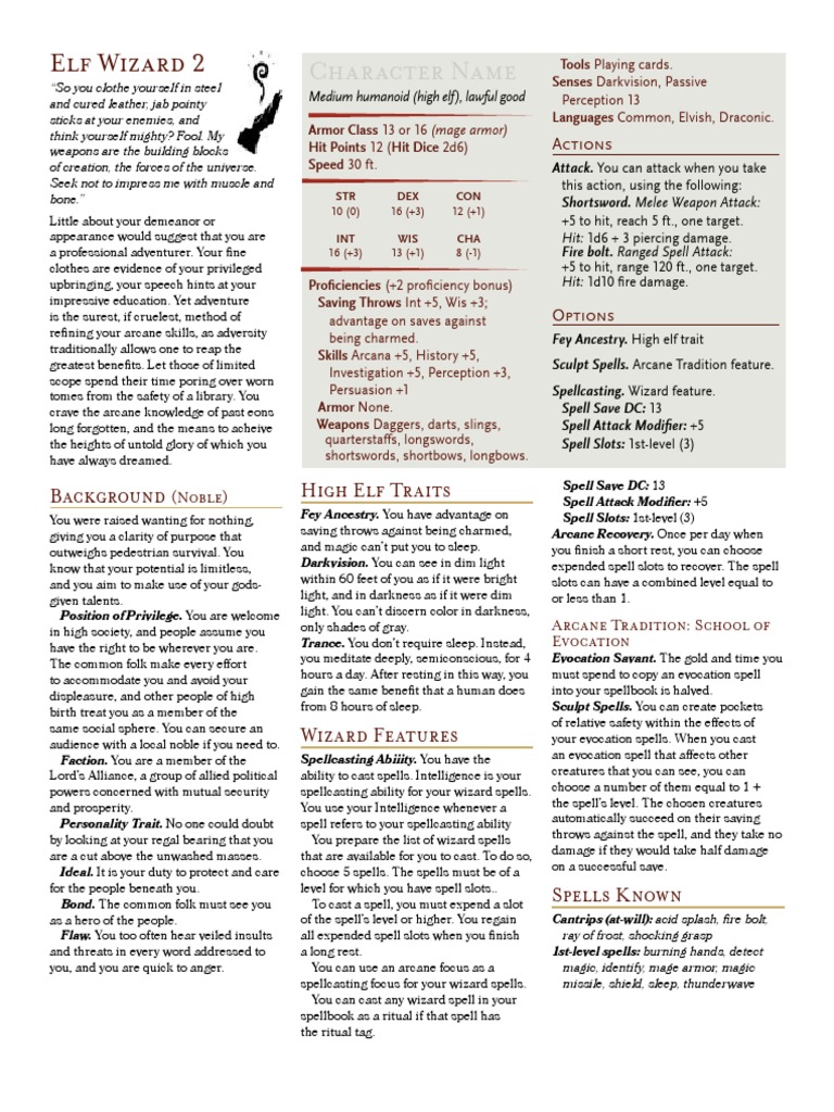 High Elf Wizard 2 PDF | PDF | Fantasy Role Playing Games | Fantasy