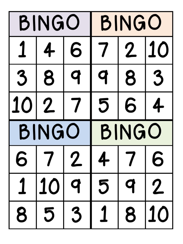 Bingo Numbers 1-10 PDF | PDF