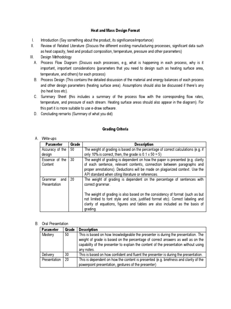 Process Design Format | PDF | Heat | Weight