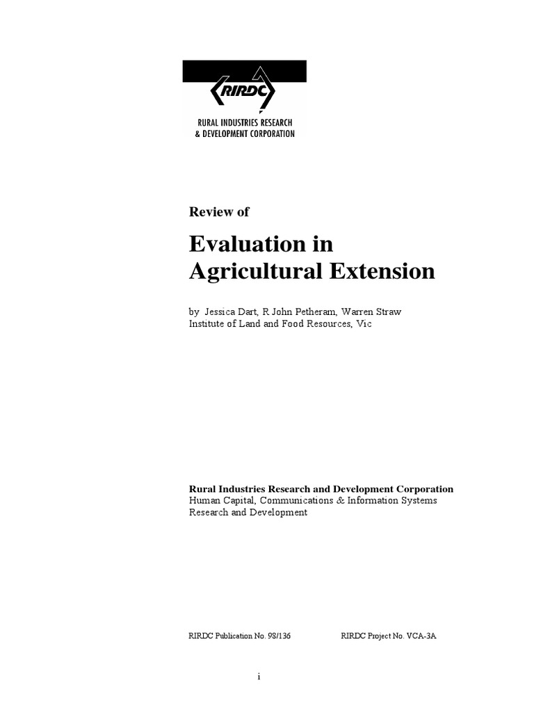 Evaluation in Agricultural Extension PDF | PDF | Program Evaluation ...