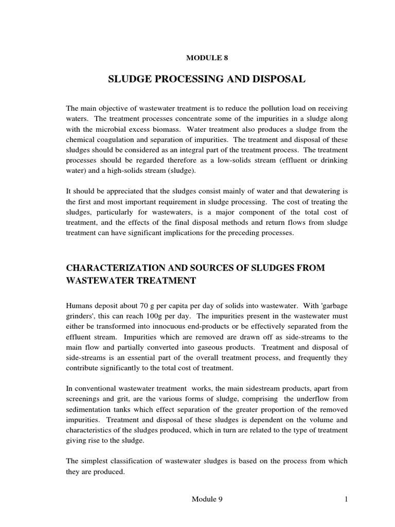 Sludge Processing and Disposal: Characterization and Sources of Sludges ...