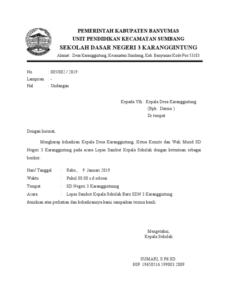 Surat Undangan Lepas Sambut | PDF